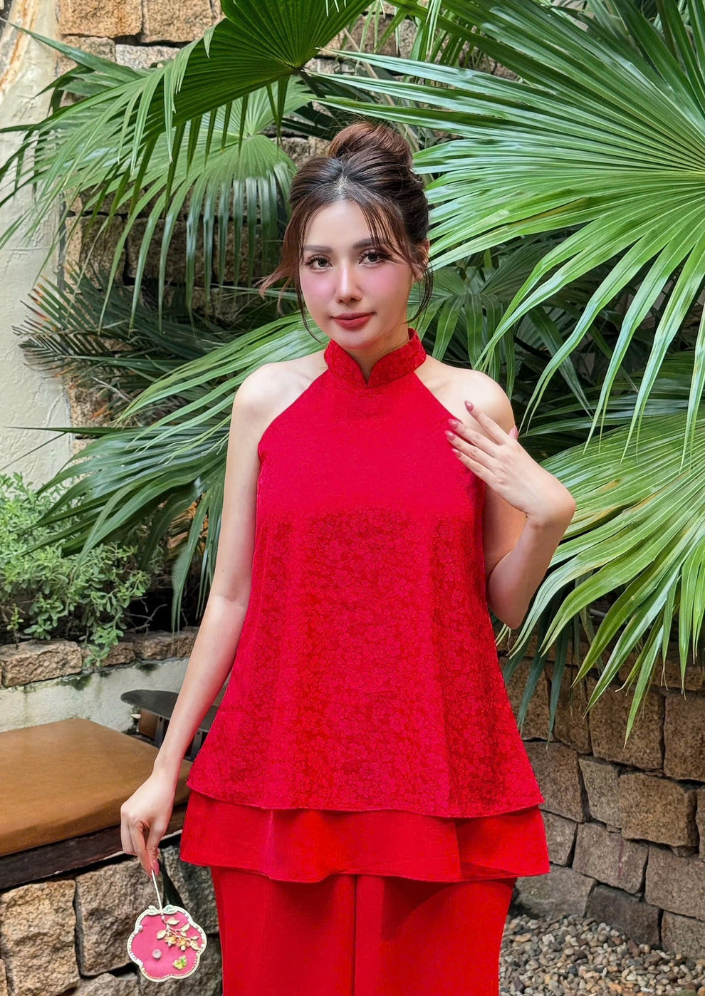 Set Ao Yem Red Color/Modern Vietnamese Outfit/ Lunar New Year 2026 G35 ...